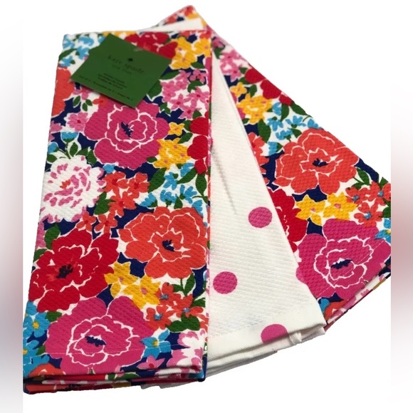 kate spade | Kitchen | Nwt Kate Spade Set Of 3 Floral Kitchen Towels ...